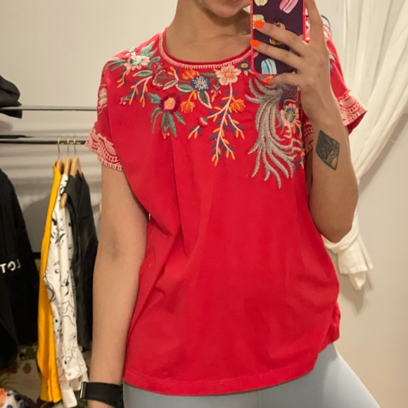Johnny Was | Tops | Nwt Red Bisous Effortless Tee Johnny Was | Poshmark
